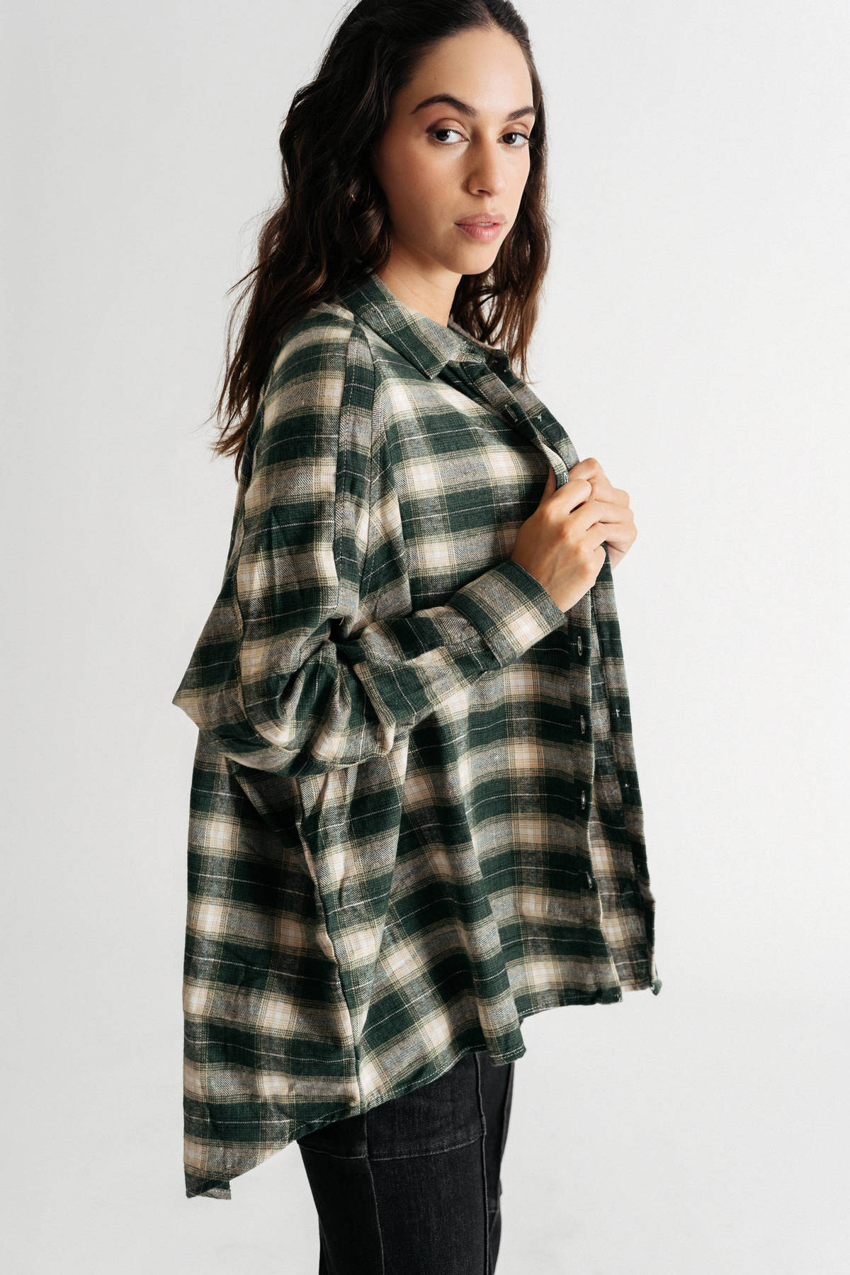 Hamilton Flannel Shacket - Green Multi - $19 | Tobi US