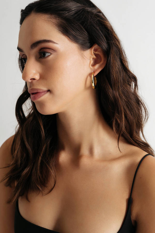 Glendora Gold Thick Hoop Earrings - $22 | Tobi US