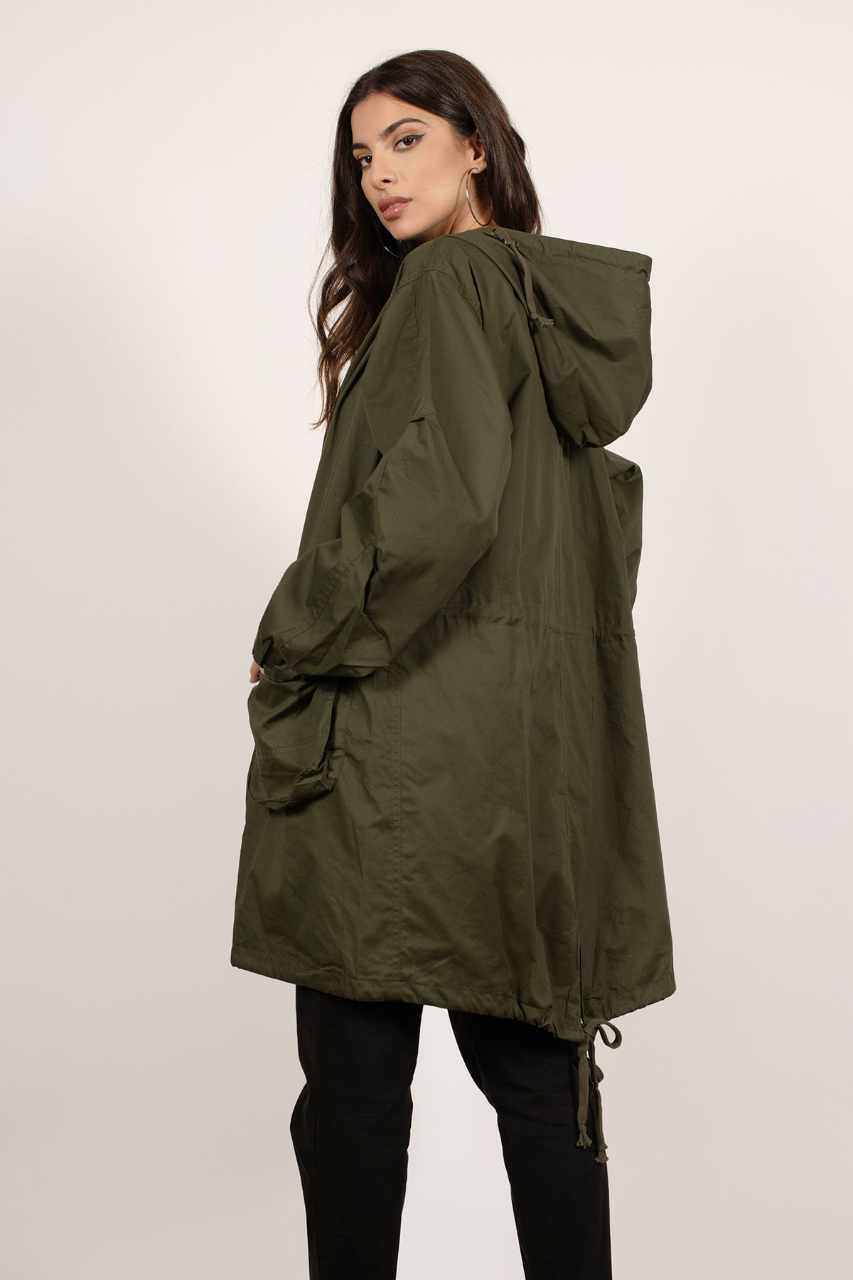 Olive Green Utility Jacket - Waterfall Jacket - Olive Color Jacket