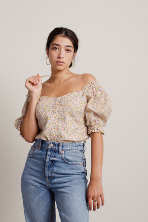Romilda Floral Blouse - Beige Multi - $30 | Tobi US