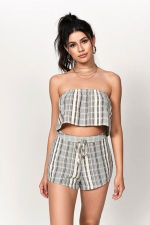 Black Crop Top - Strapless Crop Top - 2 Tiered Ruffle Crop Top