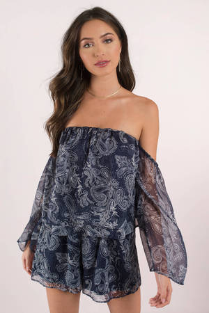 Royal Blue Jetset Diaries Romper - Paisley Romper - Royal Blue Off ...