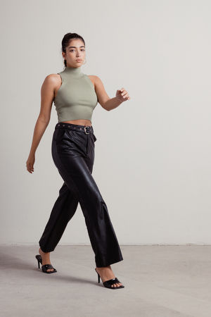 Sage Green Tank Top - Basic Top - Cutout Tank Top