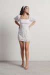 Averi White Floral Puff Sleeve Mini Dress - $132 | Tobi US